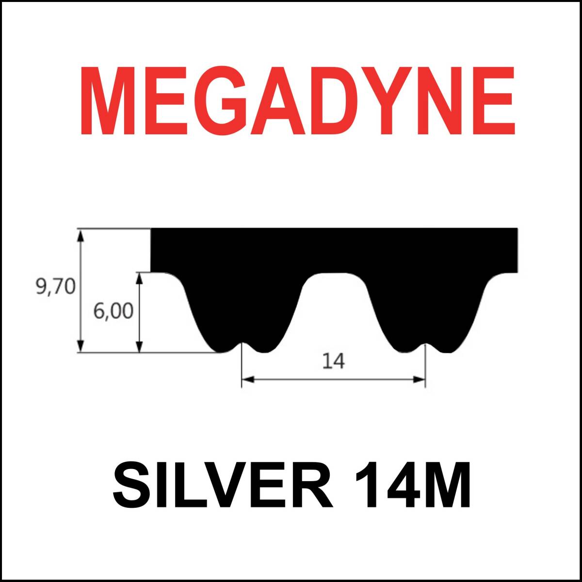 MEGADYNE MEGASYNC™ SILVER, 1890 SLV-14M, Breite auswählbar, Zahnrieme ...