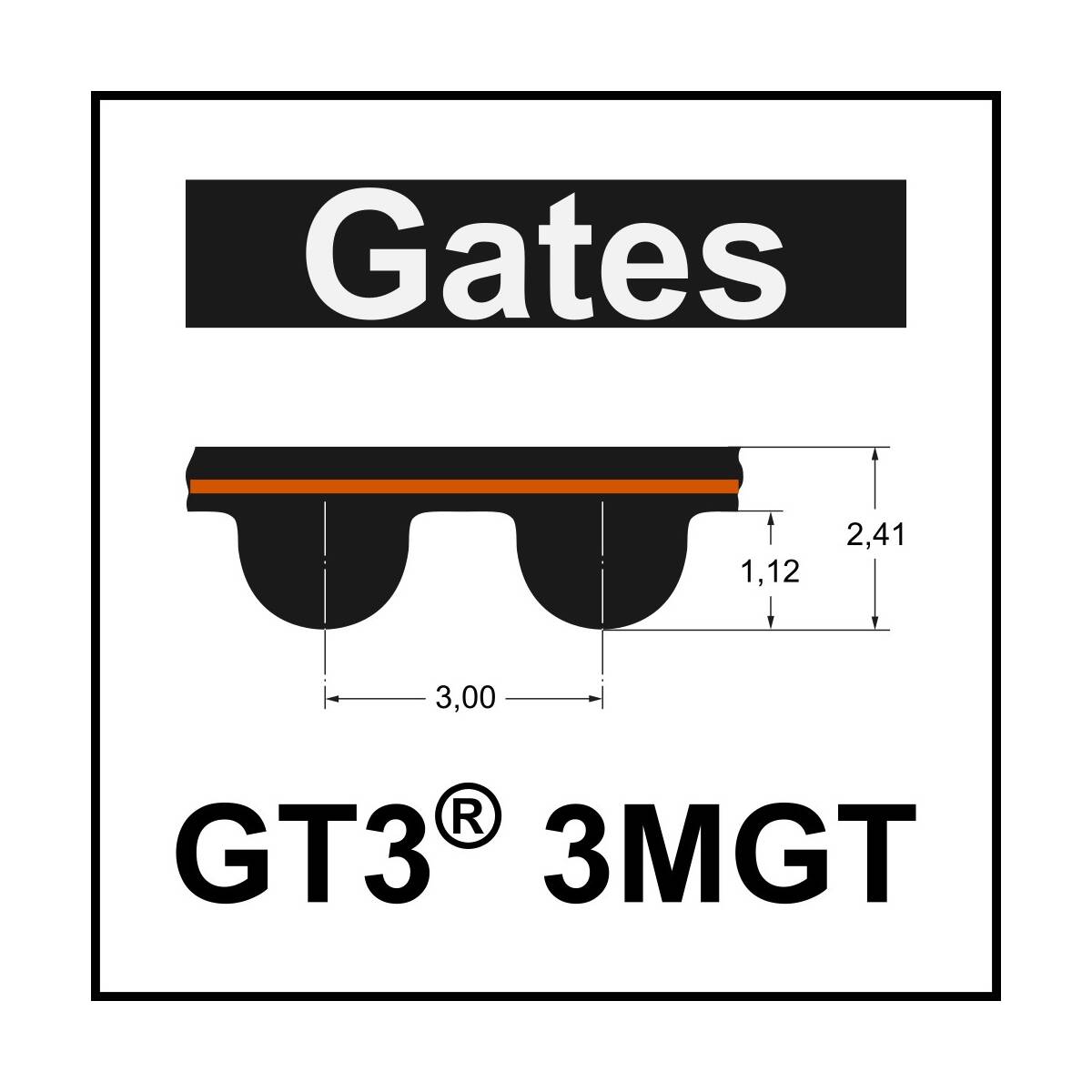 Gates PowerGrip® GT3® 420 3MGT, Breite auswählbar, Zahnriemen, 22,65